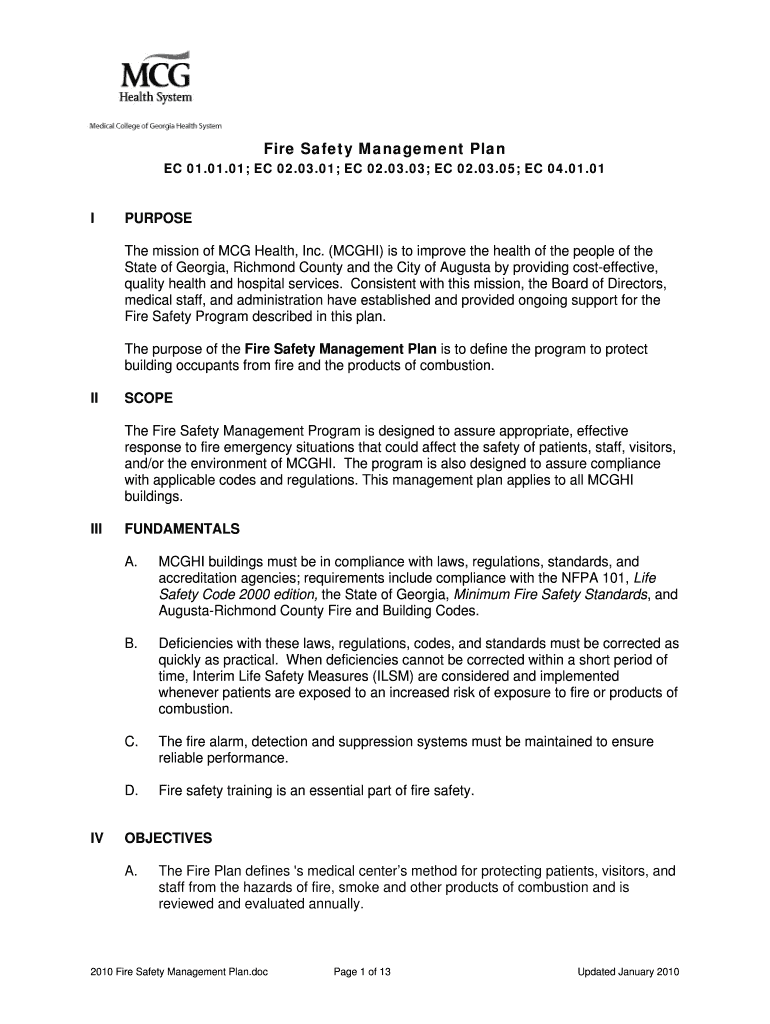 Fillable Online Fire Safety Management Plan Fax Email Print - pdfFiller