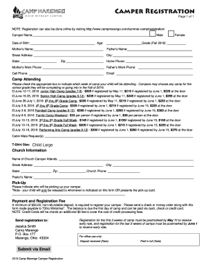 Fillable Online Camper Registration Editable PDF - Camp Marengo Fax ...