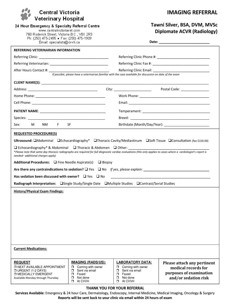 Fillable Online Imaging Referral Form Fax Email Print - pdfFiller