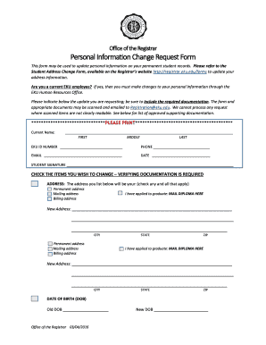 Fillable Online Personal Information bChange Request Formb PDF File Fax ...