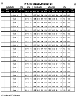 Fillable Online CRYSTAL LAKE BASEBALL SKILLS ASSESSMENT FORM Fax Email ...