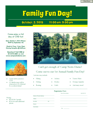 Fillable Online Come out to our 1st Annual Family Fun Day! - Camp Notre ...