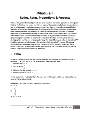 Fillable Online Module I Ratios, Rates, Proportions & Fax Email Print ...