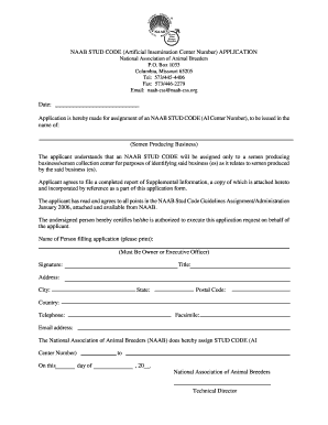 Fillable Online naab-css NAAB-ICAR Stud Code Application Fax Email ...