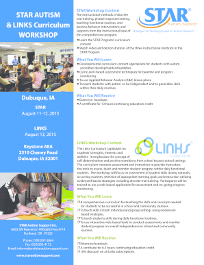 Fillable Online STAR Workshop Content STAR AUTISM amp LINKS Curriculum ...
