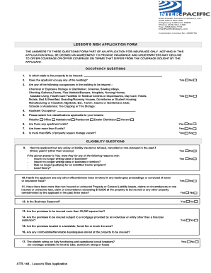 Fillable Online LESSORS RISK APPLICATION FORM Fax Email Print - pdfFiller