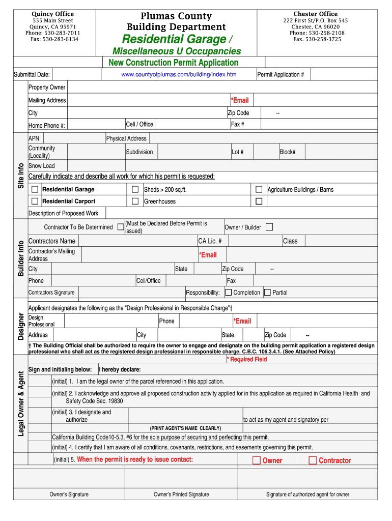 Fillable Online Residentila Garage Application Fax Email Print - pdfFiller