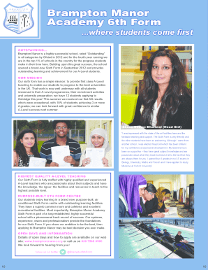 Fillable Online Brampton Manor Academy 6th Form ...