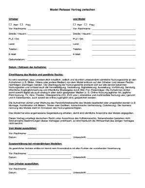 Fillable Online Model Release Vertrag zwischen Fax Email Print - pdfFiller
