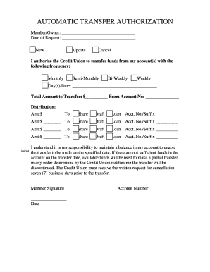 Fillable Online cornerstonecreditunion AUTOMATIC TRANSFER AUTHORIZATION - Corner Stone Credit ...