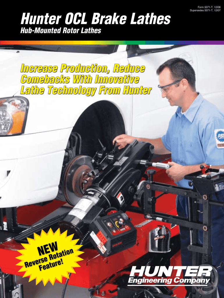 Fillable Online Hunter OCL Brake Lathes Form 5071-T Fax Email Print ...