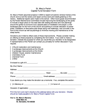 Fillable Online stmarystbenedict St Marys Parish Capital Fund Donation ...