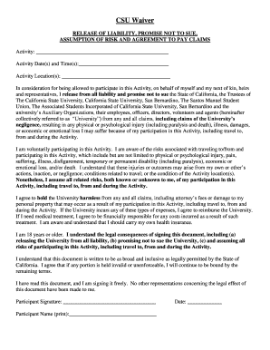 Fillable Online CSU Waiver Fax Email Print - pdfFiller