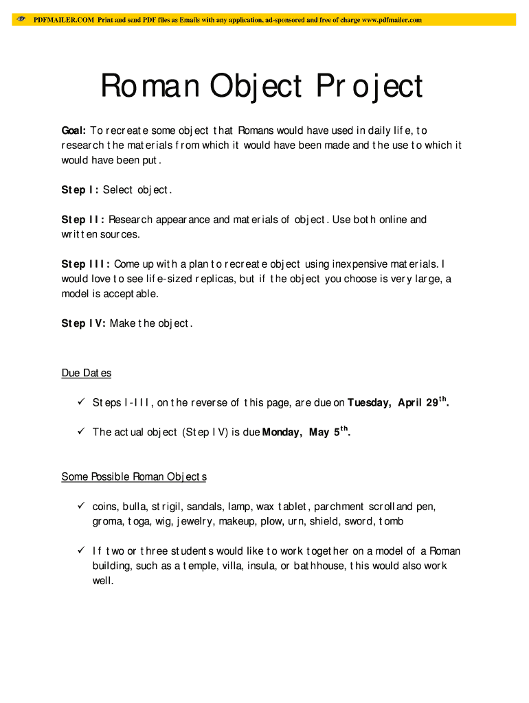 Fillable Online Roman Object Project Fax Email Print - pdfFiller
