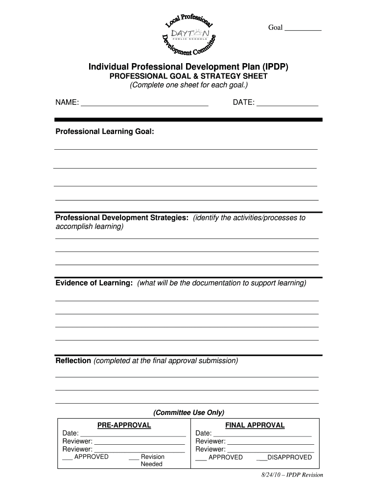 Fillable Online dea ohea Goal Individual Professional Development Plan ...