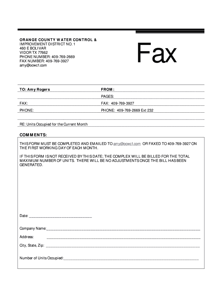Fillable Online Multi-Unit Monthly Fax Report - Orange County Water ...