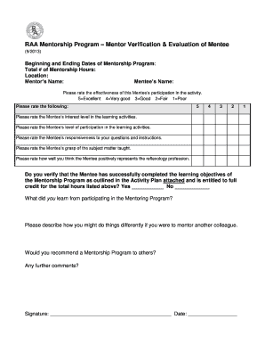 Fillable Online reflexology-usa RAA Mentorship Program Mentor ...