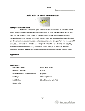 Fillable Online Acid Rain on See Acid Rain on Seed Germination - Ken-A ...