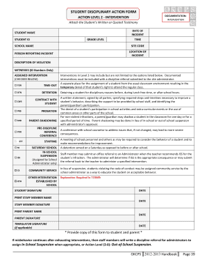 Fillable Online gets gc k12 va Student bDisciplinary action Formb 2pdf ...