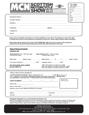 Fillable Online General Trade Form - MCN Scottish Motorcycle Show Fax ...