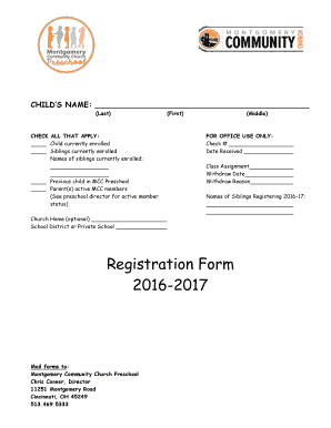 Fillable Online mcc Registration Form 2016-2017 - MCC Fax Email Print ...
