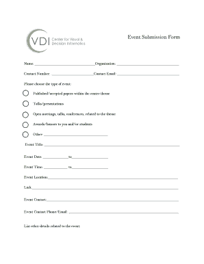 Fillable Online nsfcvdi Event Submission Form - nsfcvdiorg Fax Email ...