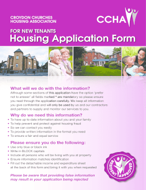 Fillable Online ccha FOR NEW TENANTS Housing Application Form Fax Email ...