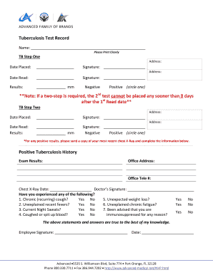 Fillable Online advanced-medical TB Step One - advanced-medical Fax ...
