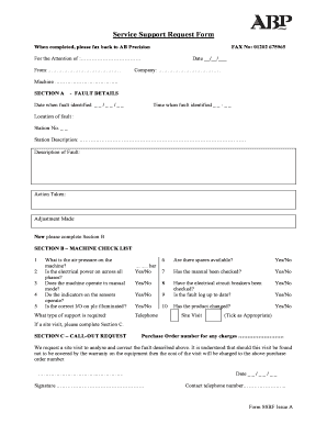 Fillable Online abprecision co Service Support Request Form ...
