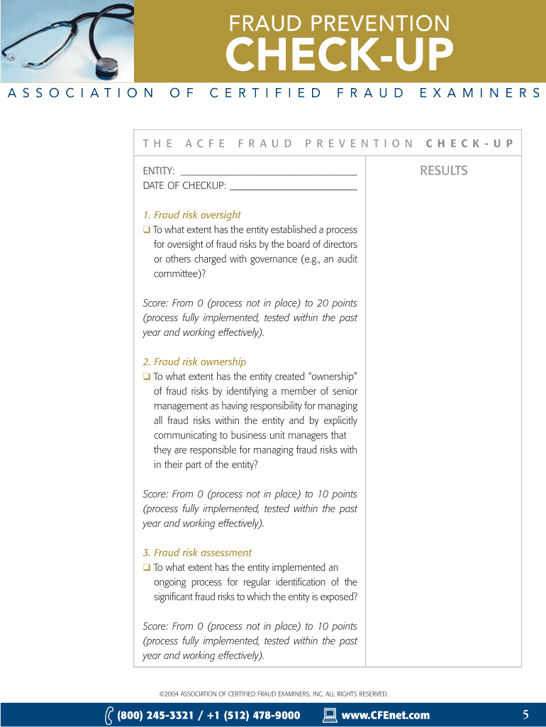 Fillable Online faculty usfsp ACFE FRAUD PREVENTION CHECK-UP ...