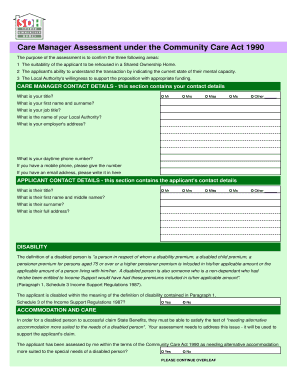 Fillable Online Care Manager Assessment under the Community Care Act ...