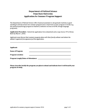 Fillable Online polisci la psu Department of Political Science Penn State University Fax Email ...