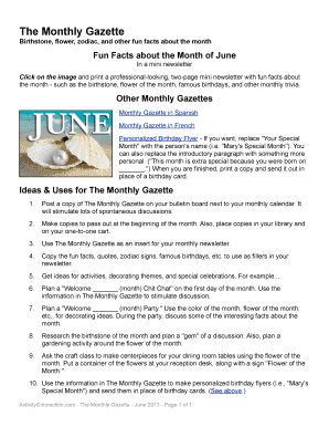 Monthly Gazette - Fill Online, Printable, Fillable, Blank | pdfFiller