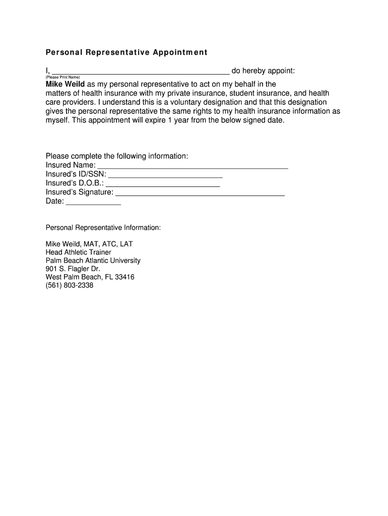 Fillable Online Personal Representative Appointment I, do hereby ...