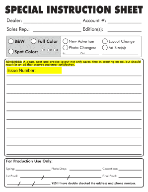 Fillable Online showpubs Special instruction sheet - showpubsnet Fax ...