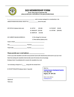 Fillable Online SGS MEMBERSHIP FORM Fax Email Print - pdfFiller