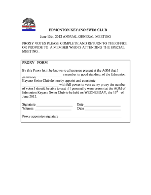Fillable Online EDMONTON KEYANO SWIM CLUB June 13th, 2012 ANNUAL ...