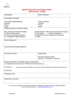 Fillable Online INVESTIGATORINITIATED TRIAL PROPOSAL FORM Fax Email ...