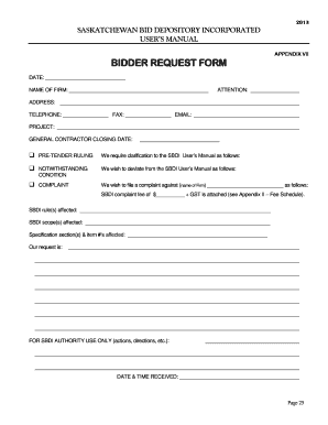 Fillable Online sbdi BIDDER REQUEST FORM Fax Email Print - pdfFiller
