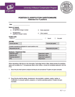 Fillable Online hr mst Position Classification Questionnaire- IT ...