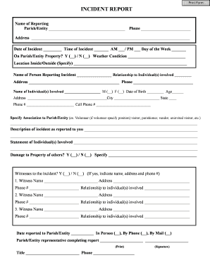 Fillable Online INCIDENT REPORT - bdatabbcyonsbborgb Fax Email Print ...