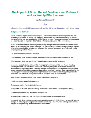 Fillable Online The Impact of Direct Report Feedback and Follow-Up on ...