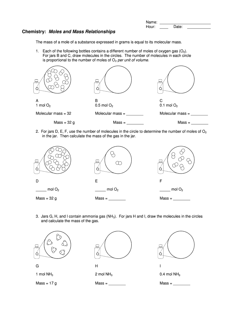Fillable Online Moles and Mass Relationships - teachnlearnchemcom Fax ...