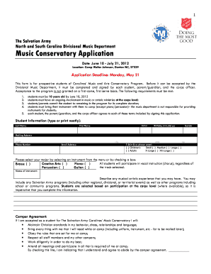 Fillable Online Conservatory Application Form - bnscyouthbbcomb Fax ...