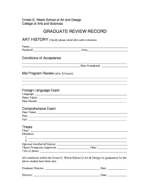 Fillable Online artdesign gsu Graduate Review Record Art Historydoc Fax ...