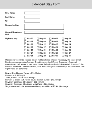 Fillable Online atu Spring 2016 Extended bStay Formb Fax Email Print ...