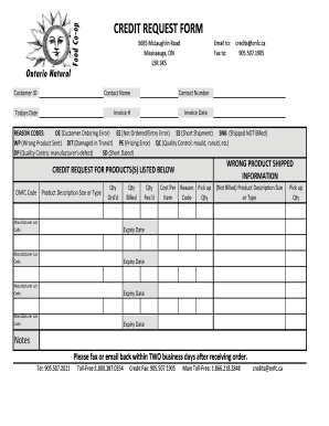 Fillable Online Credit Request Form - orderbonfcbbcab Fax Email Print ...