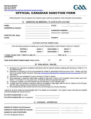 Fillable Online Official canadian sanction bformb - GAA Fax Email Print ...