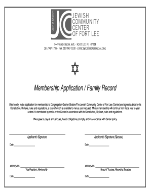 Fillable Online geshershalom Membership Application Family Record - Gesher Fax Email Print ...