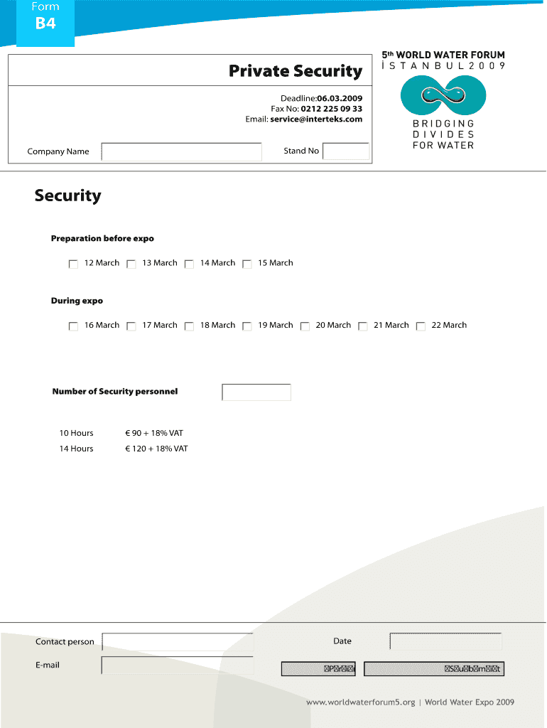 Fillable Online worldwaterforum5 B4 Private Security Security - World ...